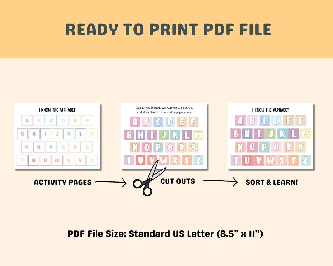 Busy Book Printable Worksheets, Alphabet Matching Practice, Preschool ...