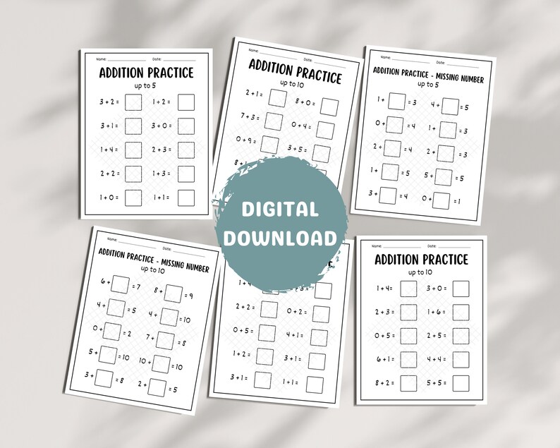 Math Worksheets, Preschool Addition Subtraction Practice Worksheets ...