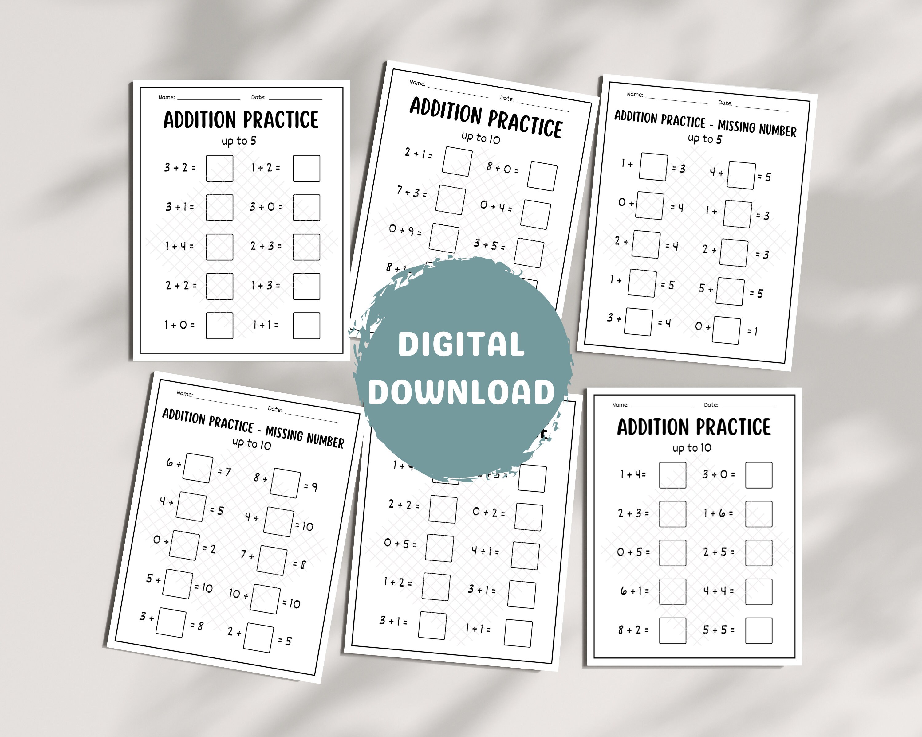 Math Worksheets, Preschool Addition Subtraction Practice Worksheets ...