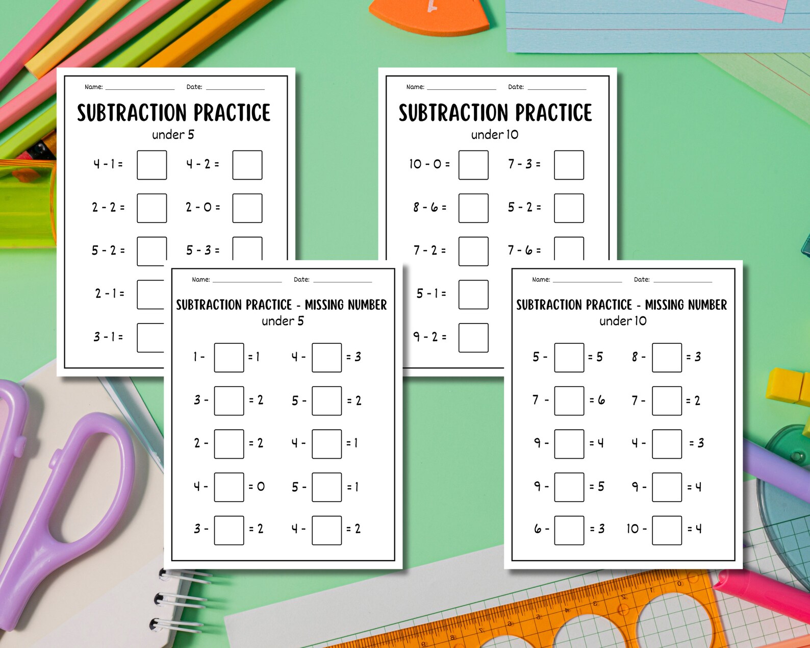Math Worksheets, Preschool Addition Subtraction Practice Worksheets ...