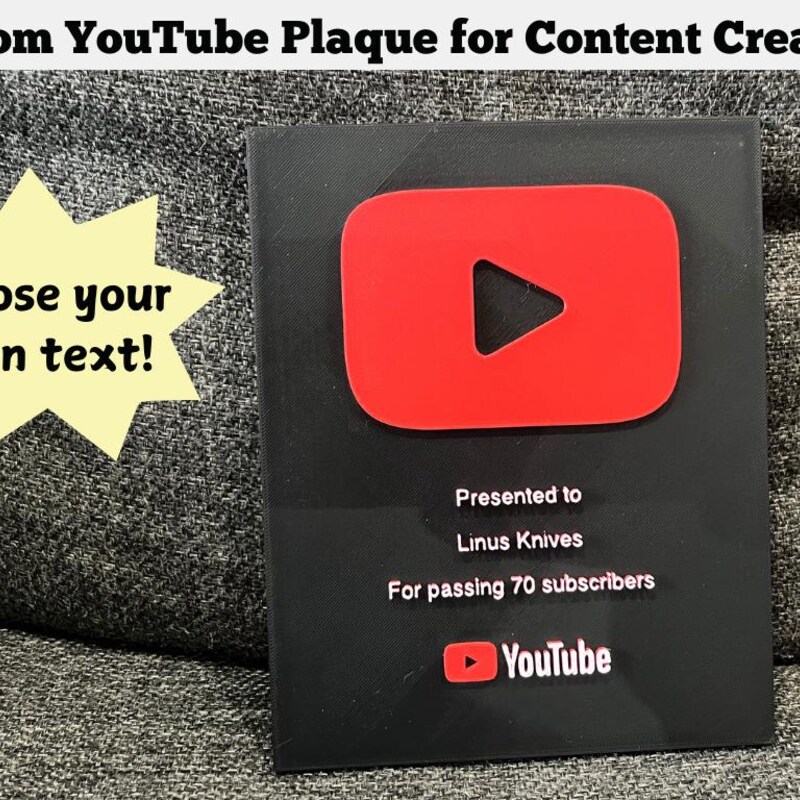 Youtube Plaque - Etsy