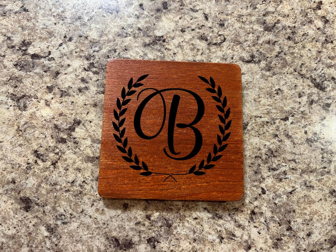 Custom Engraved Personalized Square Wooden Coaster- Monogrammed Coaster ...