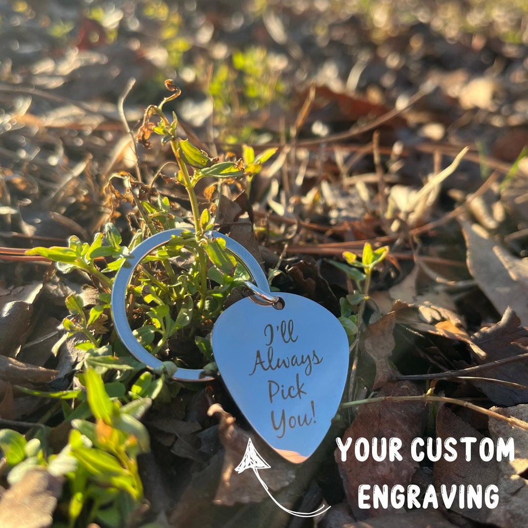 Guitar Pick Key Chain, Your Custom Text Keychain - or Font ...
