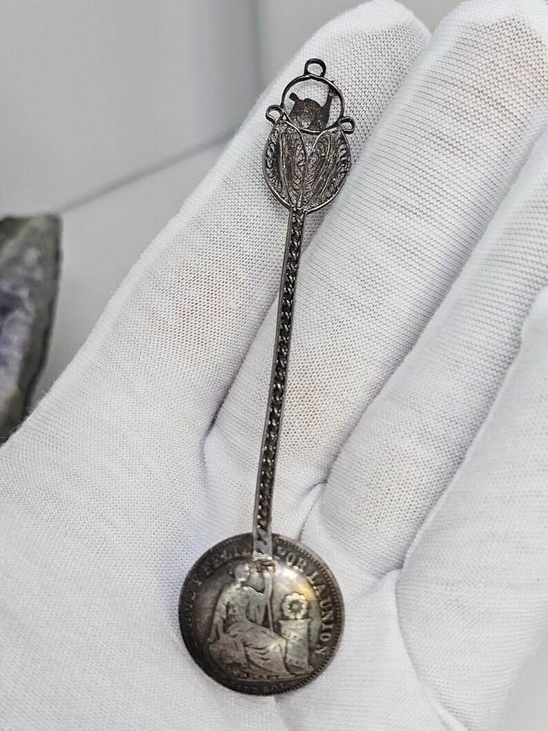 950 Silver - Peru - Handmade Coin/spoon - Llama (heavy Tarnish) - Etsy