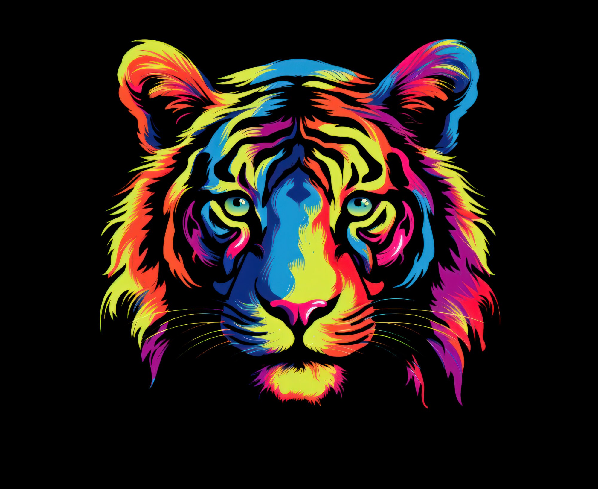 Colorful Modern Rainbow Tiger Wall Art, Digital Download - Etsy