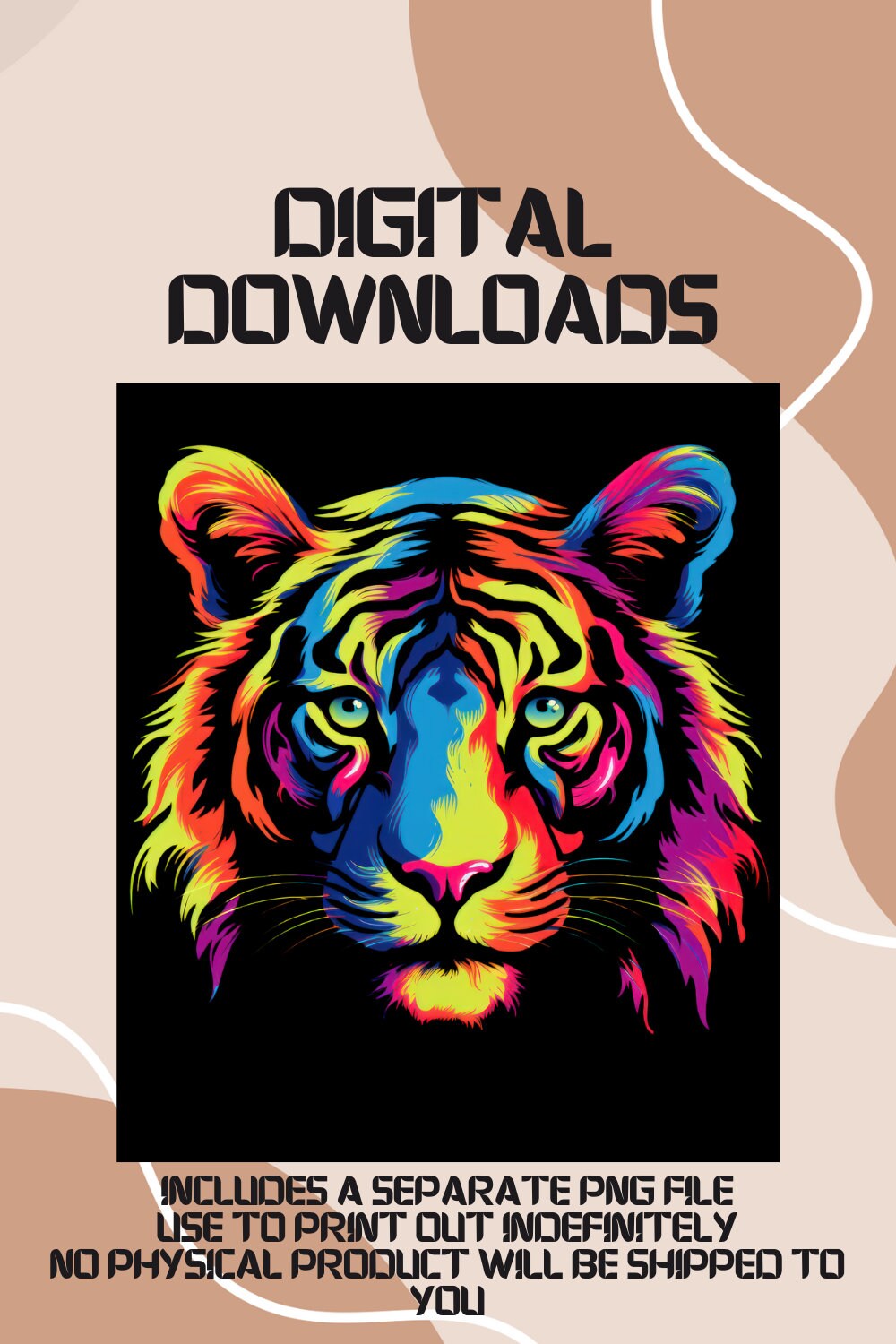 Colorful Modern Rainbow Tiger Wall Art, Digital Download - Etsy