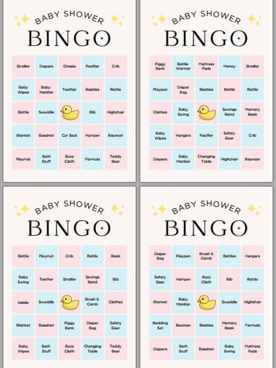 Baby Shower Bingo - 30 Individual Cards - Etsy
