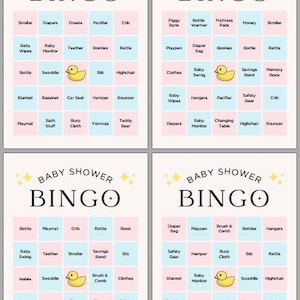 Baby Shower Bingo - 30 Individual Cards - Etsy