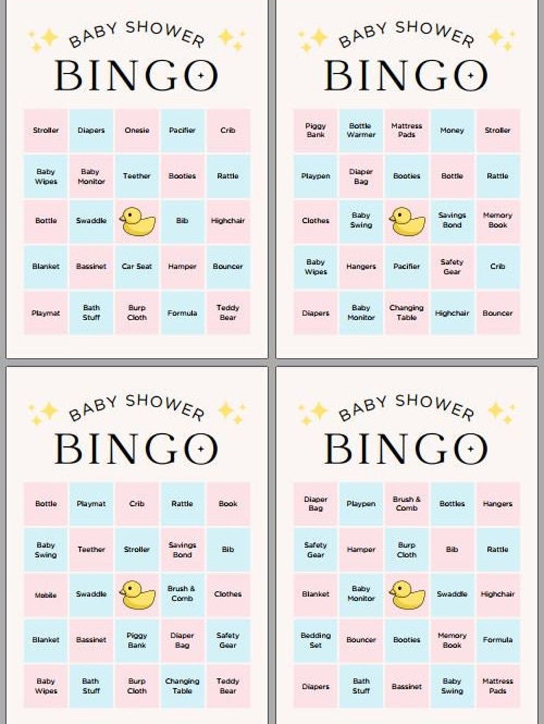 Baby Shower Bingo - 30 Individual Cards - Etsy