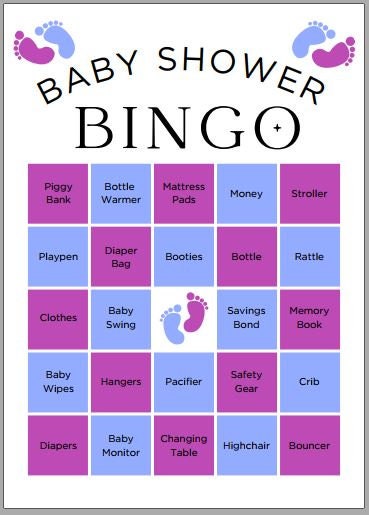 Baby Shower Bingo - 30 Individual Cards (footprints) - Etsy