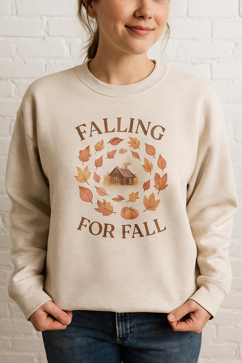 Falling for Fall Crewneck Sweatshirt – Cozy Autumn Cabin Graphic ...