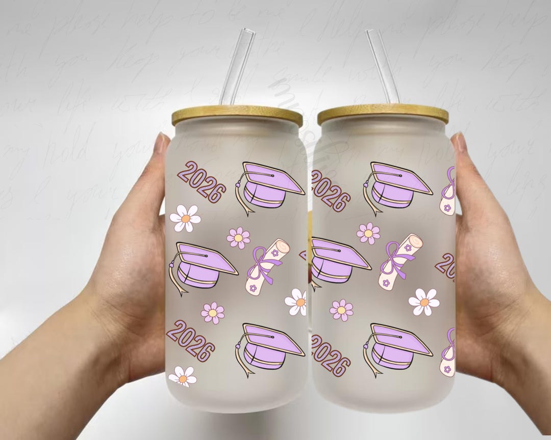 Senior 2026 Graduation Libbey Glass Wrap Design, Graduation Cup Png ...