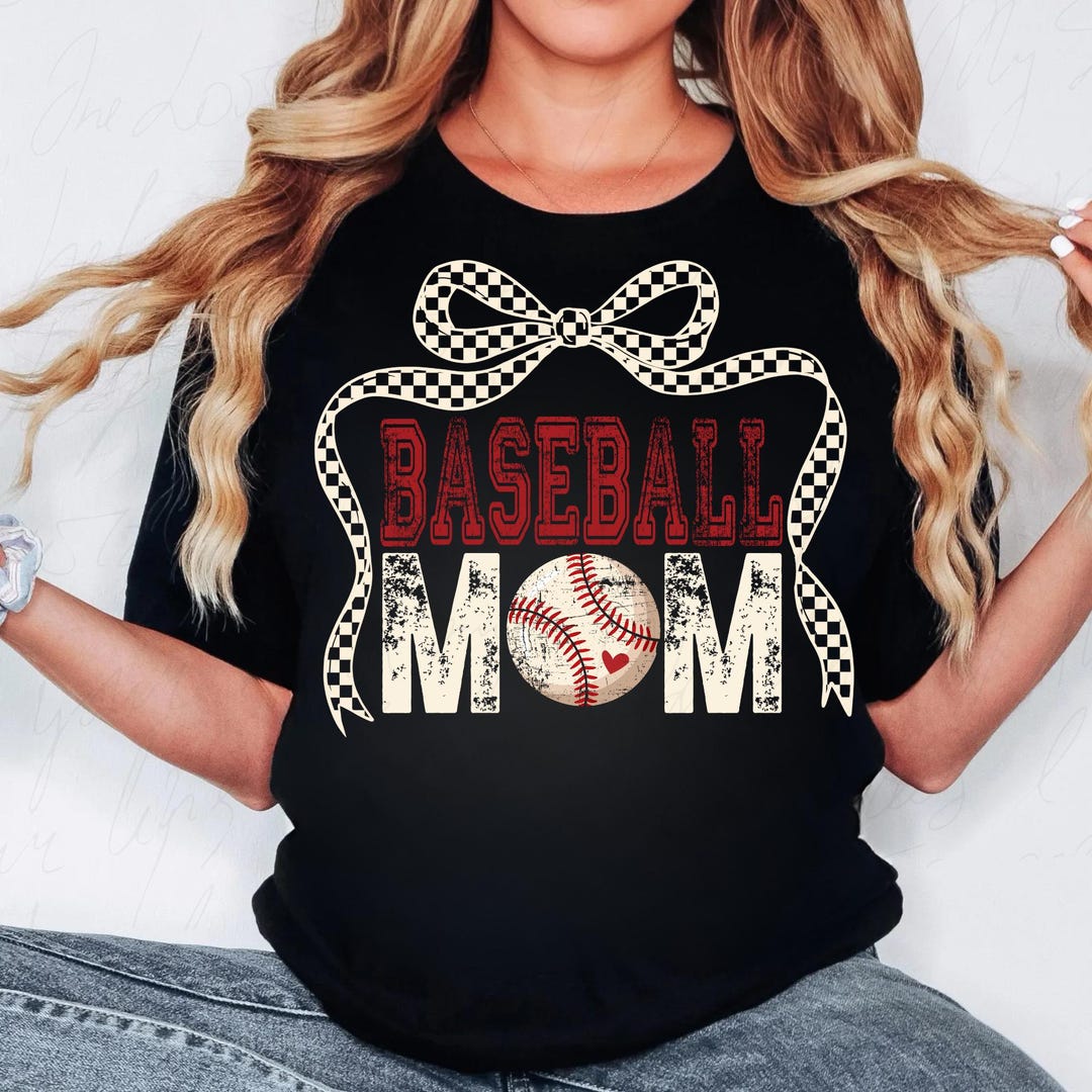 Checkered Coquette Baseball Mom Png, Girly Baseball Png,retro Baseball ...