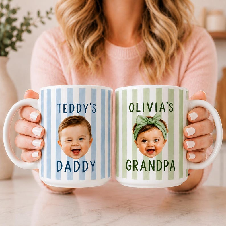 Personalized Baby Face Mug, Custom Dad Coffee Mug, Father’s Day Gift ...