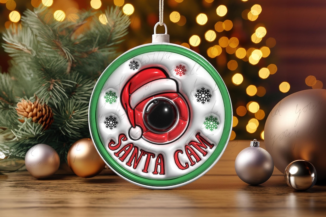 3D Santa Cam Christmas Ornament PNG Sublimation Design (PNG File) - Etsy