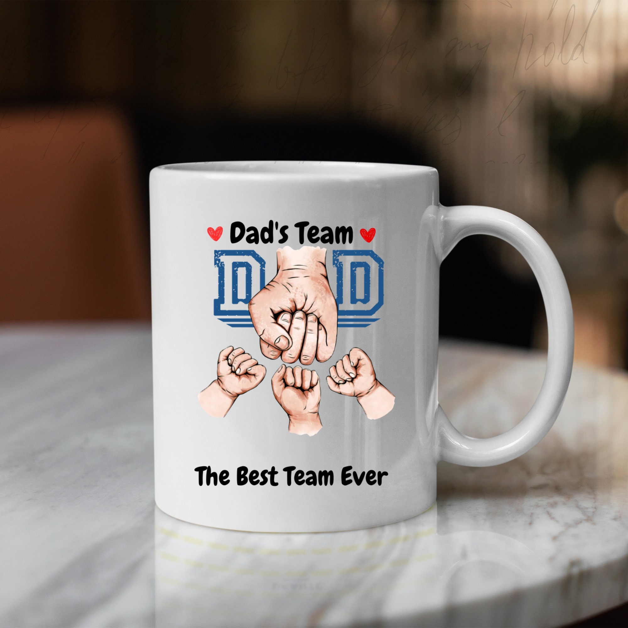 Personalized Dad Fist Bump Mug Wrap, Dad's Team 11oz Mug Template, Best ...