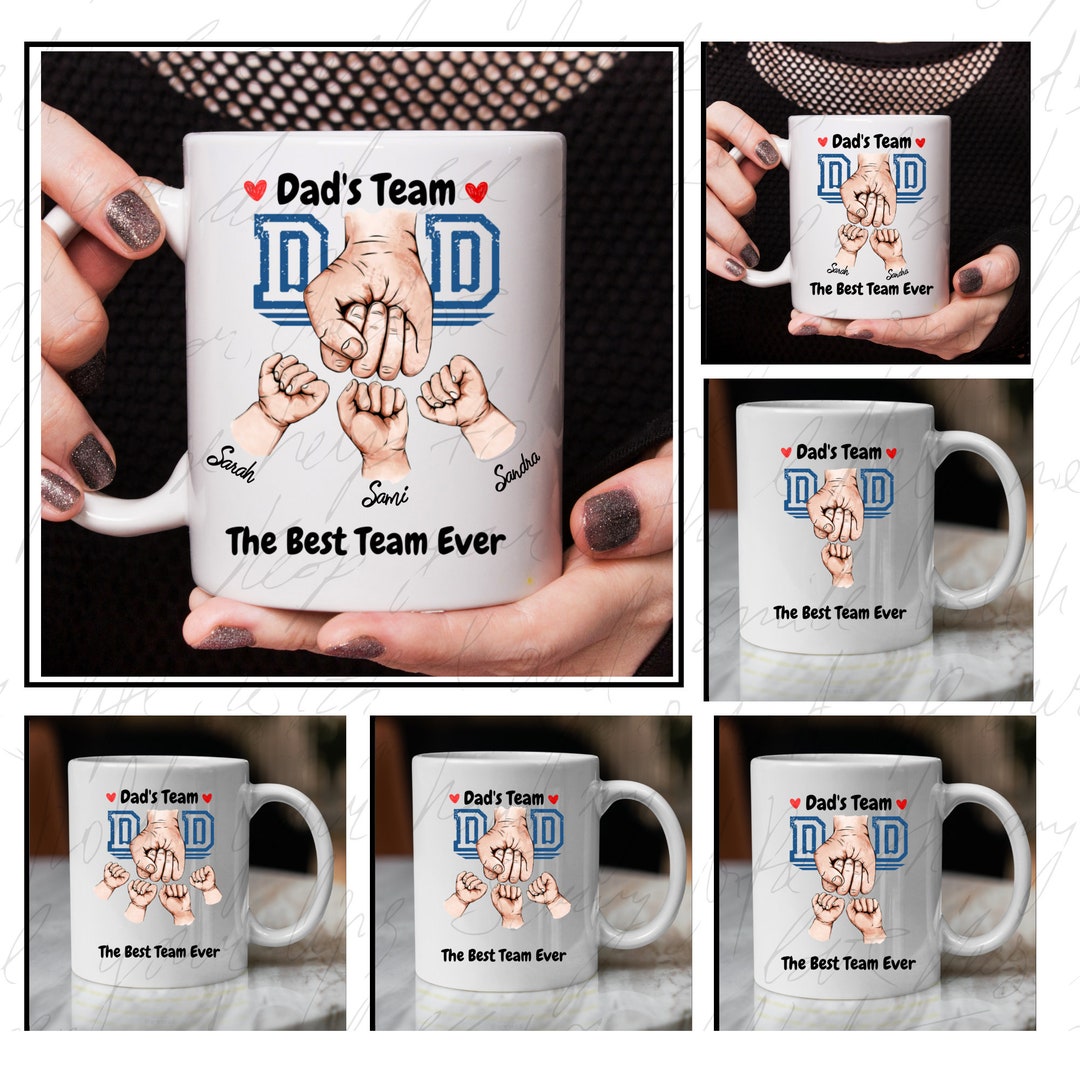 Personalized Dad Fist Bump Mug Wrap, Dad's Team 11oz Mug Template, Best ...