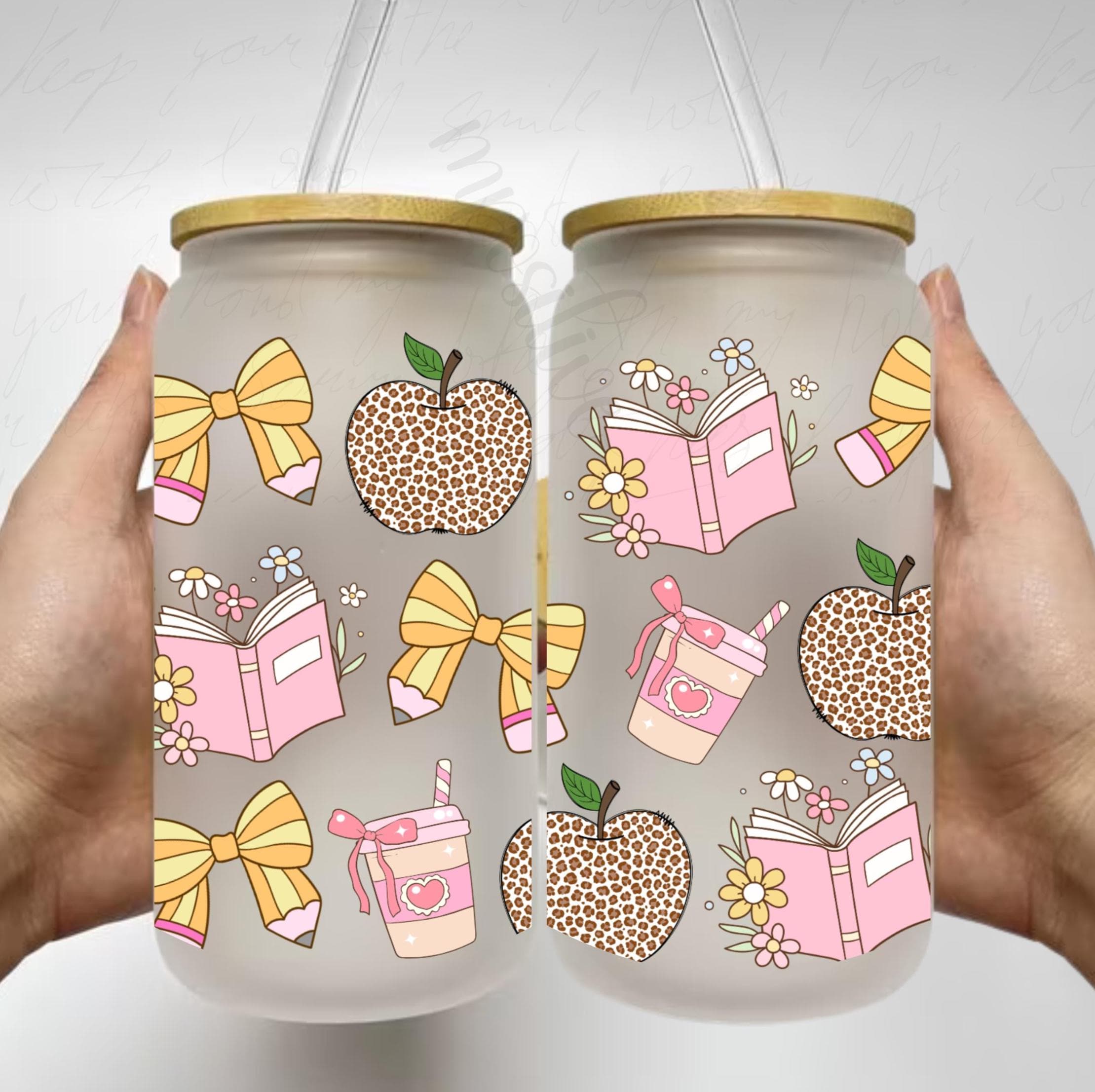 Teacher Coquette Glass Can PNG: School Sipper Wrap (digital Download ...