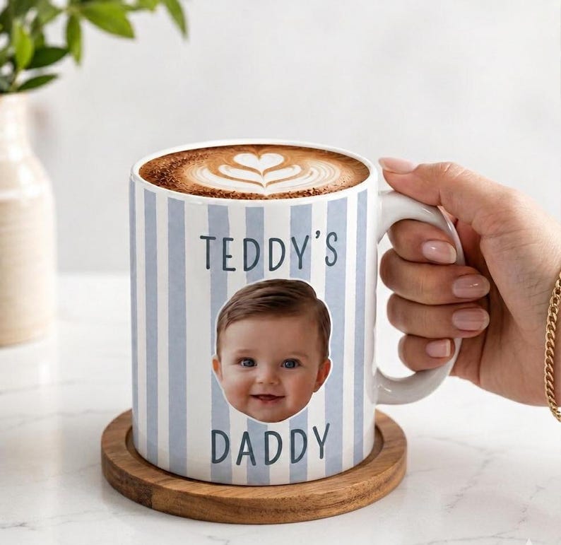 Personalized Baby Face Mug, Custom Dad Coffee Mug, Father’s Day Gift ...