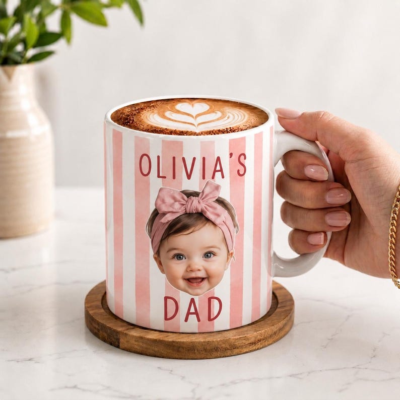 Personalized Baby Face Mug, Custom Dad Coffee Mug, Father’s Day Gift ...