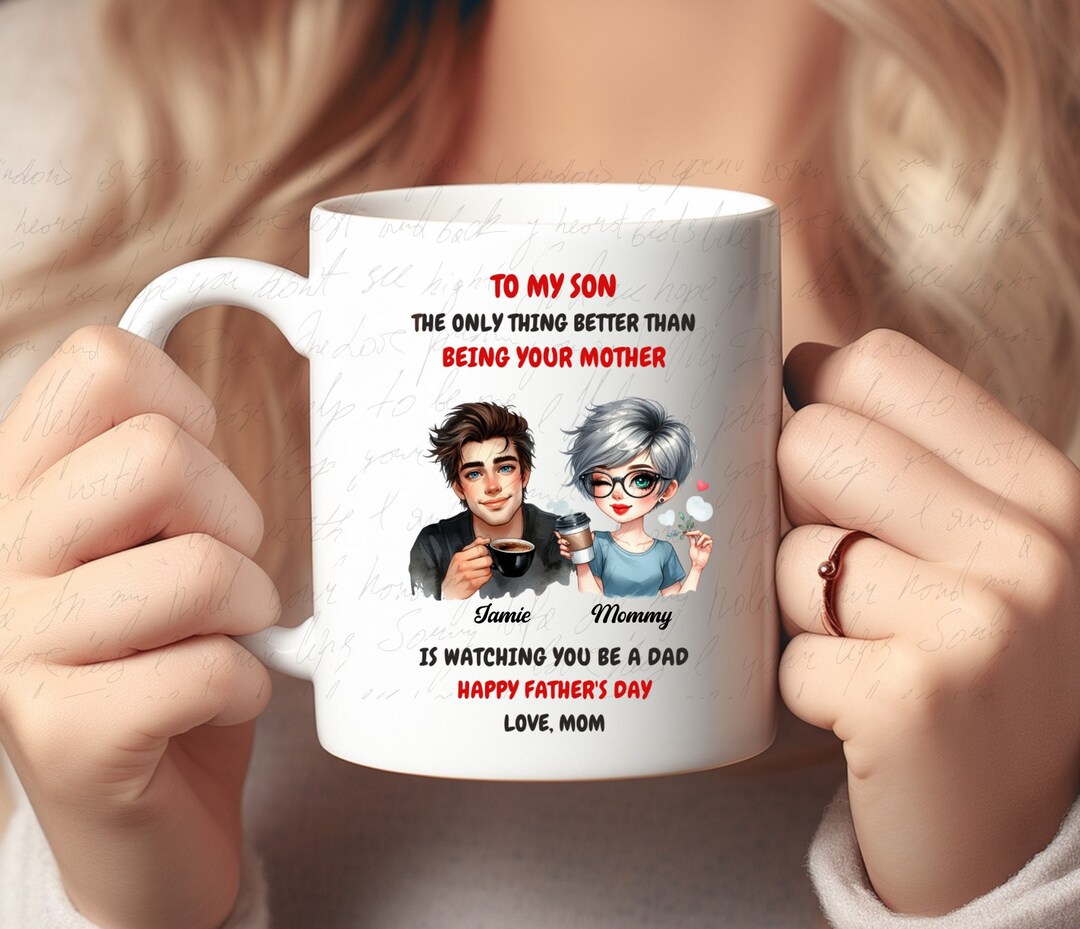 From Mom to Son Happy Father's Day Personalized Mug Wrap,mother and Son ...