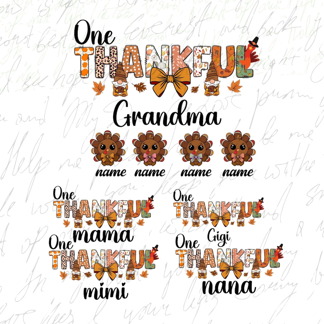Thankful Grandma Thanksgiving Turkey PNG Bundle (digital Download) - Etsy