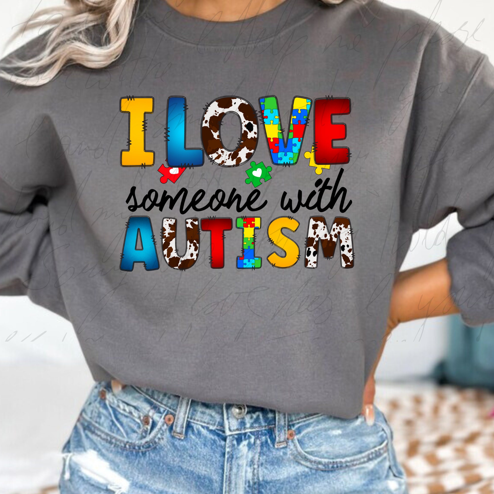 I Love Someone With Autism Png Cow Print Sublimation Design , Autism ...