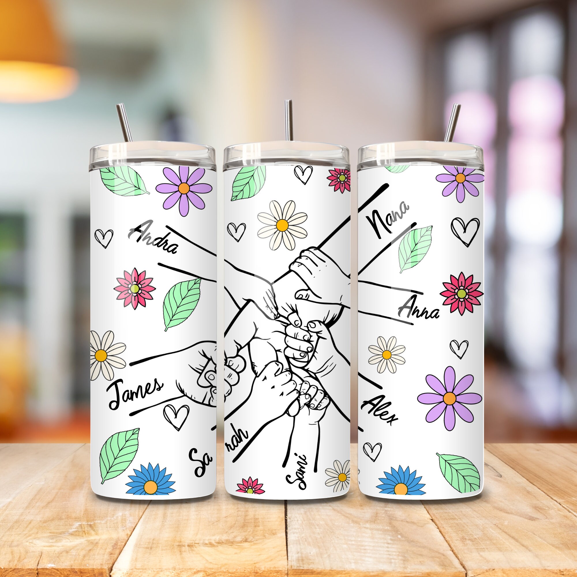 Personalized Holding Moms Hand Tumbler Design, Floral Mother's Day 20oz ...