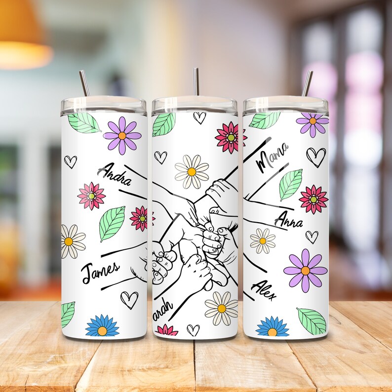 Personalized Holding Moms Hand Tumbler Design, Floral Mother's Day 20oz ...