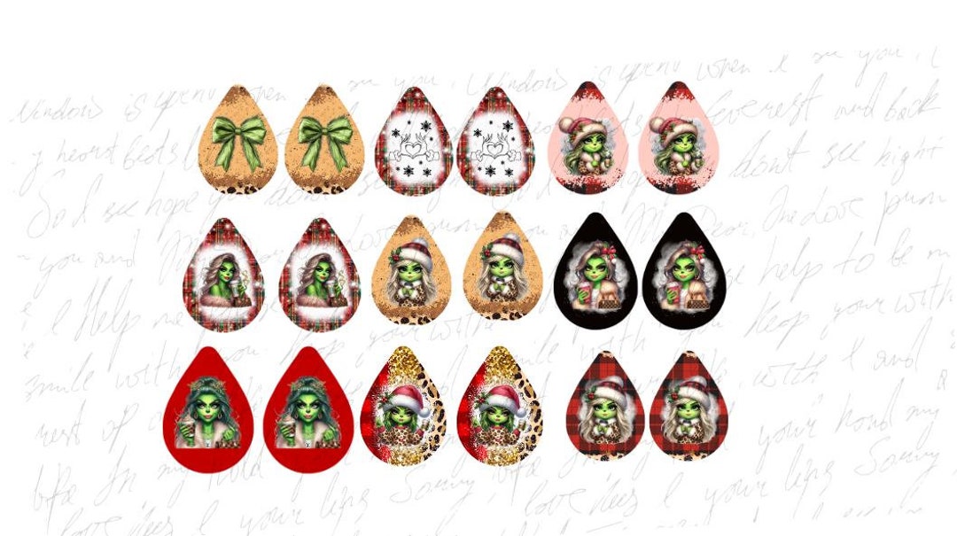 Christmas Character Teardrop Earring PNG: Sublimation Design (digital ...