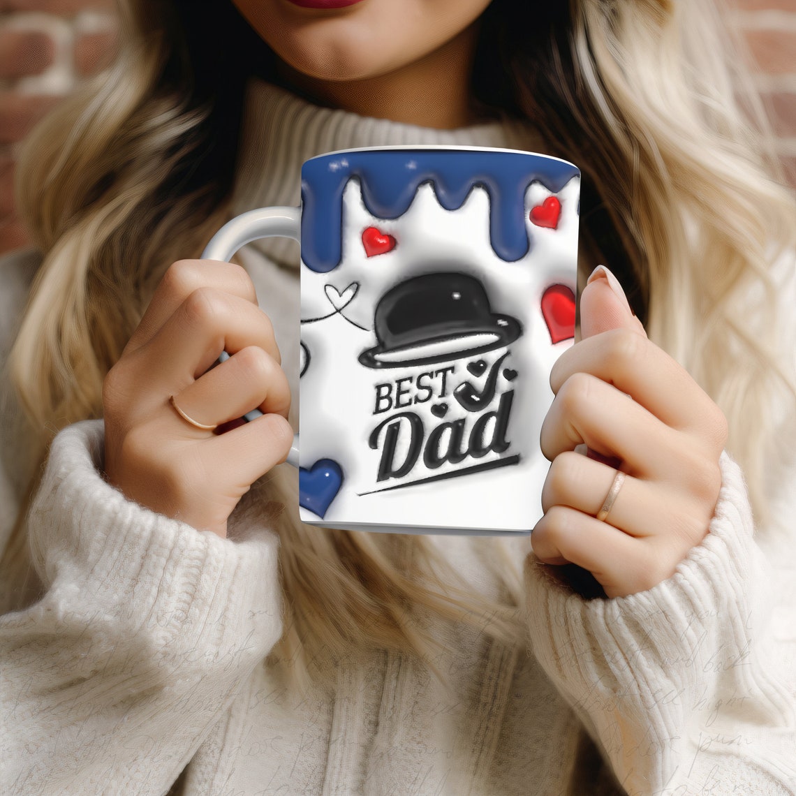 Best Dad 3D Inflated Mug Wrap, 11oz Mug Template, Dad 15oz Mug Png ...