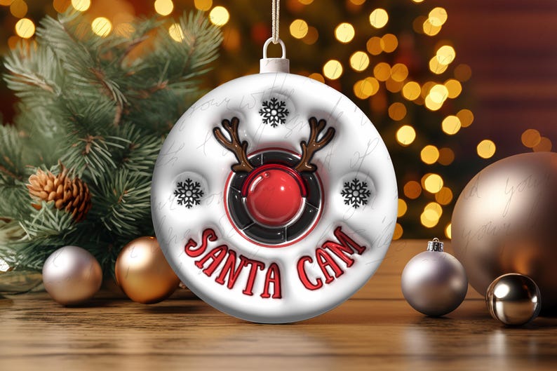 3D Santa Cam Christmas Ornament PNG Sublimation Design (digital File ...