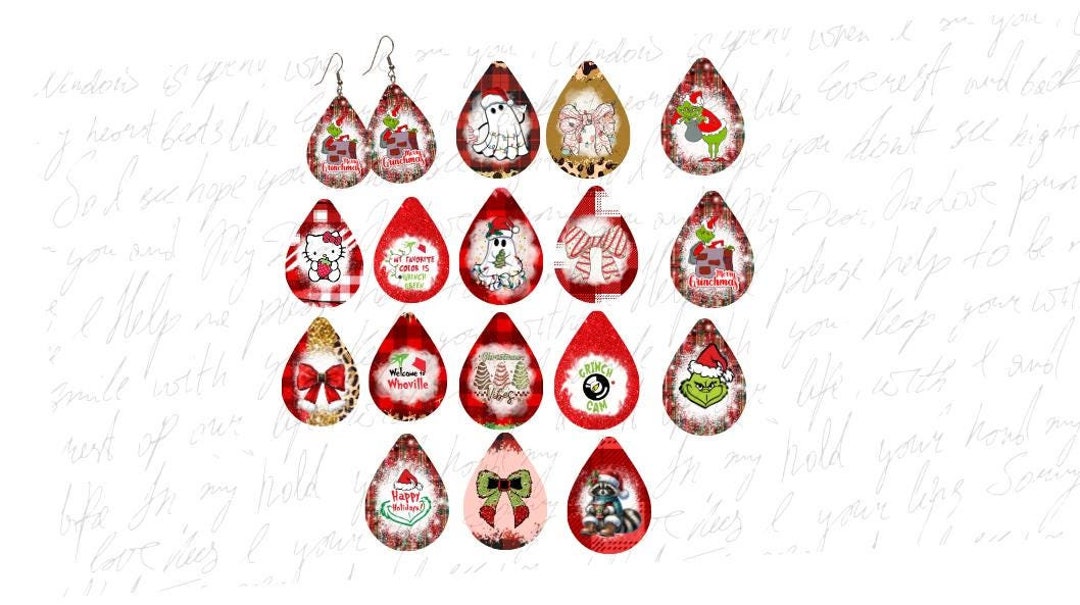 Christmas Teardrop Earring PNG Bundle: Character Sublimation Designs ...