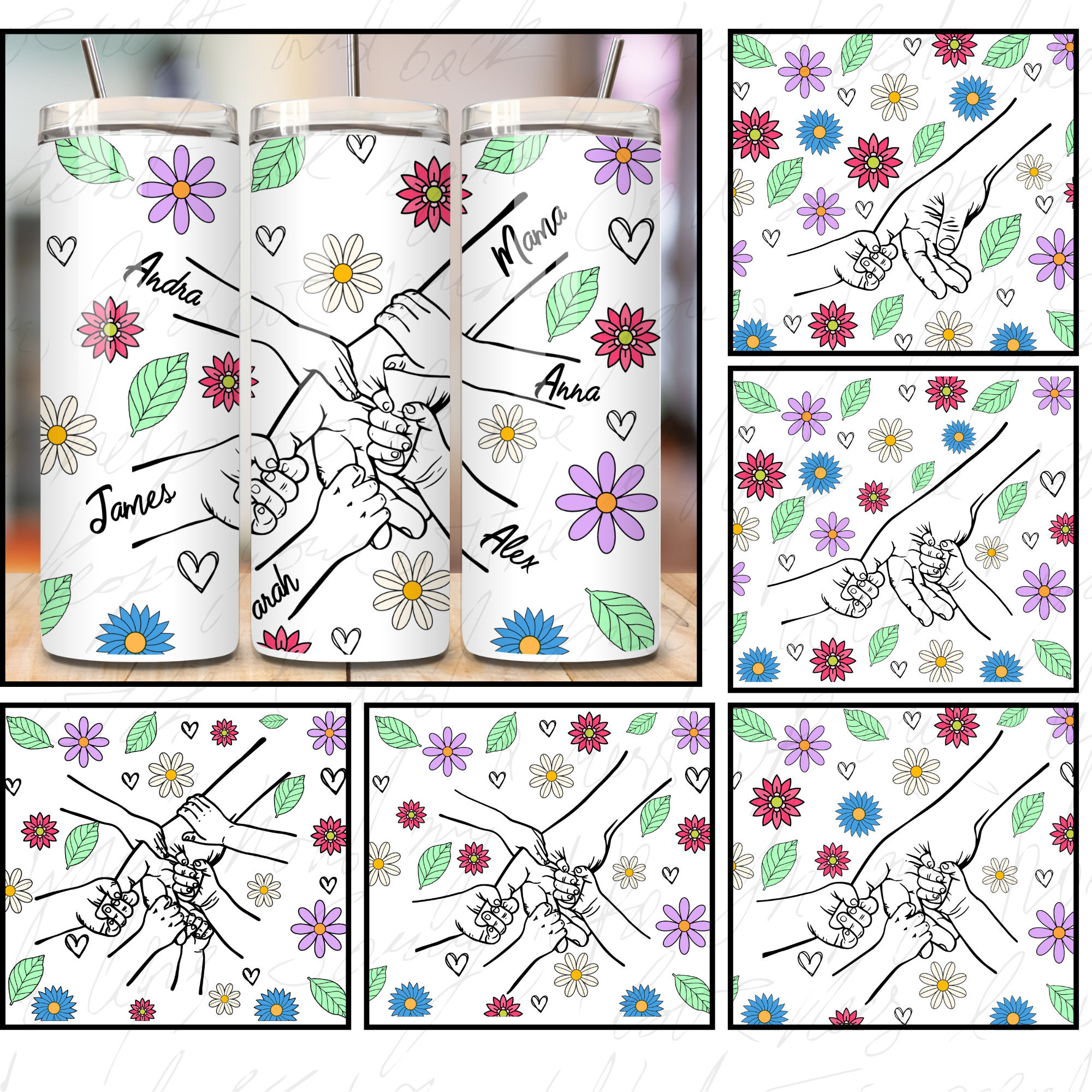 Personalized Holding Moms Hand Tumbler Design, Floral Mother's Day 20oz ...