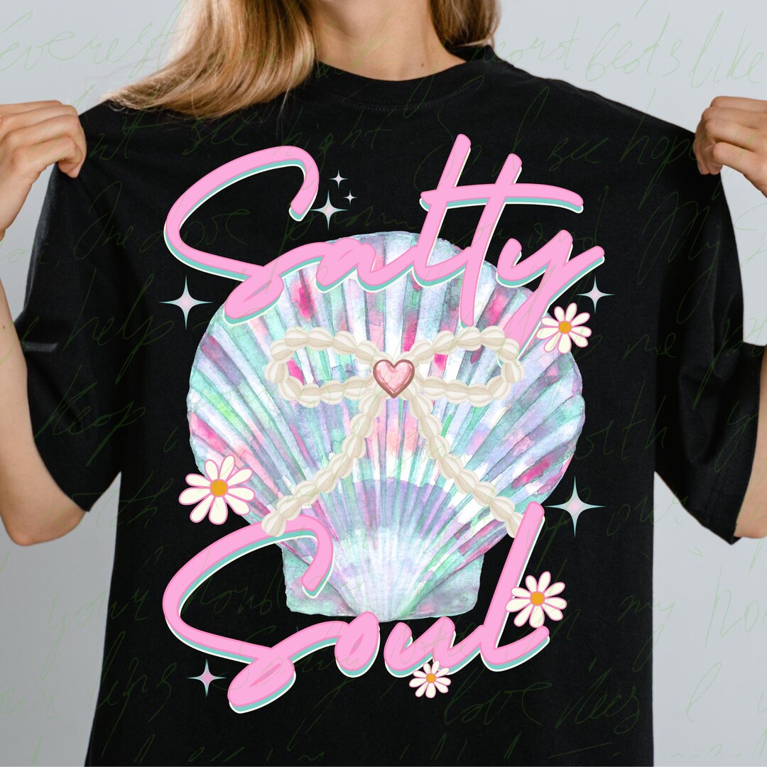 Clam Pearl Coquette Salty Soul Png, Summer Vibes Pink Clam Png, Summer ...