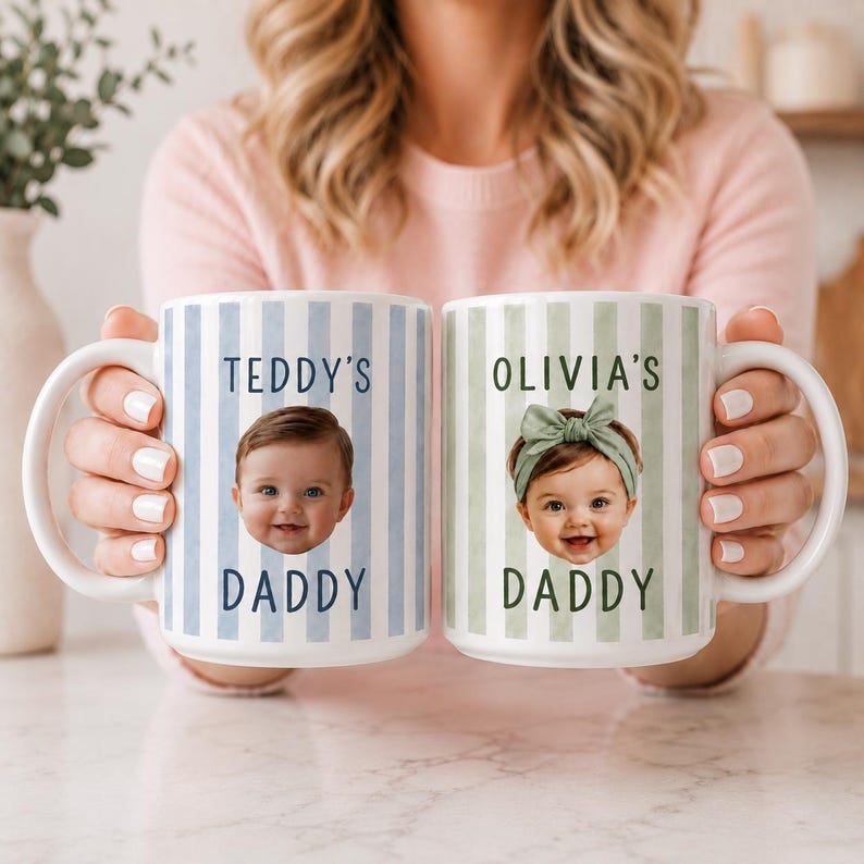 Personalized Baby Face Mug, Custom Dad Coffee Mug, Father’s Day Gift ...