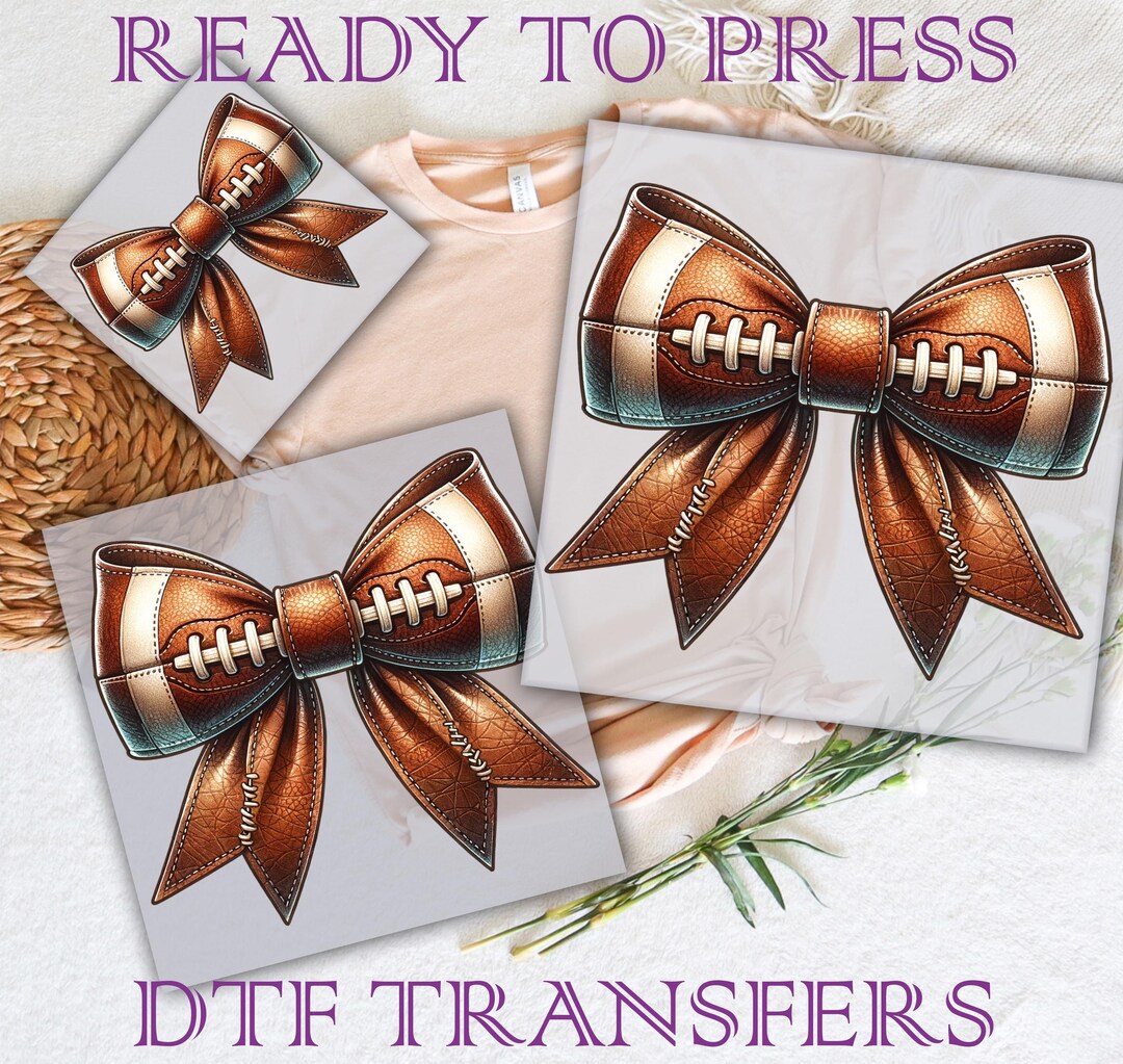 Football Bow DTF Transfer: Ready to Press Heat Transfer - Etsy