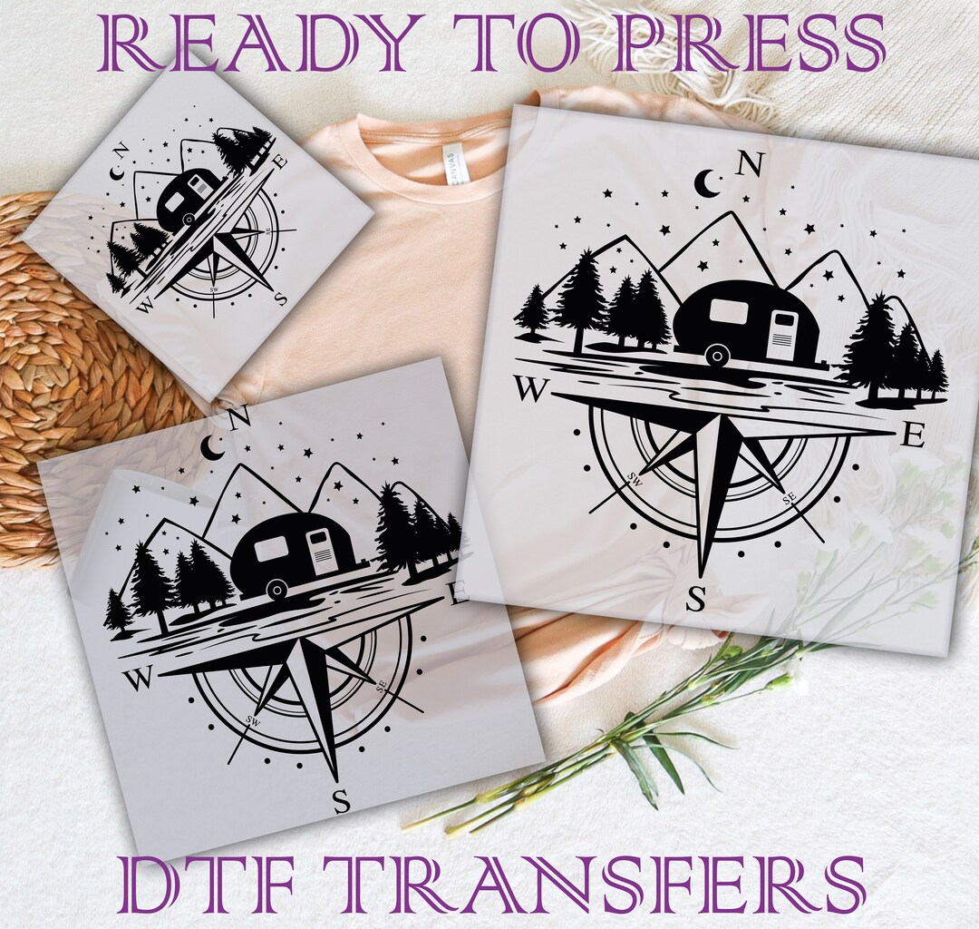 Camping Compas Dtf, Ready to Press, Vacation Dtf, DTF Prints Heat ...