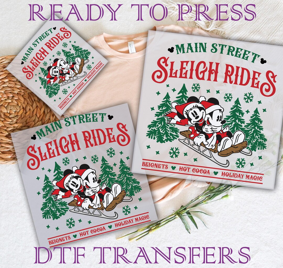 Christmas Mickey and Minnie Sleigh Rides DTF Transfer - Etsy Canada