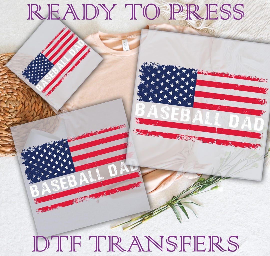Retro Baseball Dad Flag Transfer, Baseball Dad Ready to Press, Baseball ...