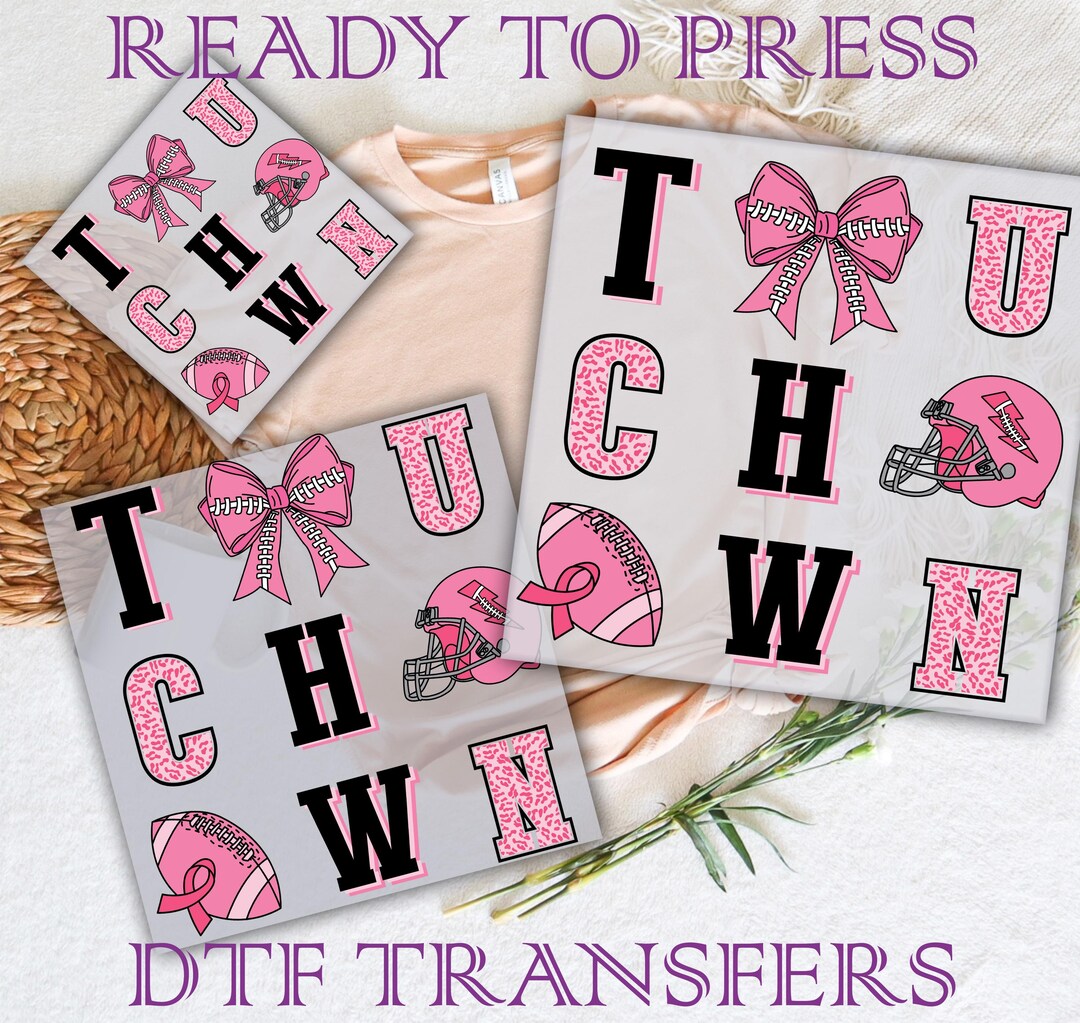 Touchdown DTF Print, Breast Cancer Awareness, Pink Bow Coquette - Etsy