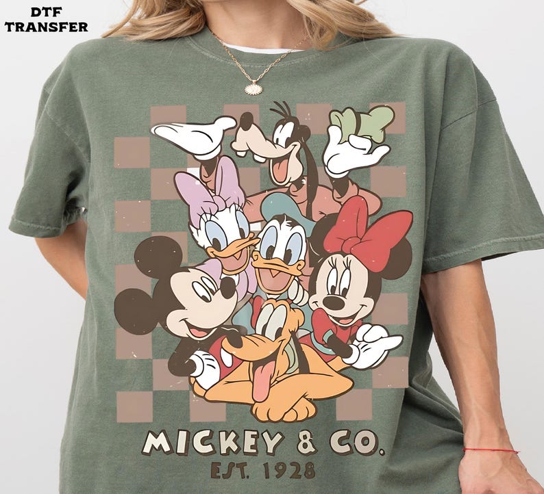 Retro Checkered Mickey & Co. Est.1928 DTF Transfer, Ready to Press - Etsy