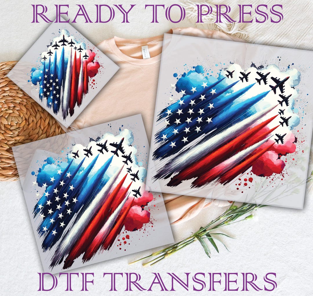 America Patriotic Jets Flag Ready to Press, American Jets Flag DTF ...