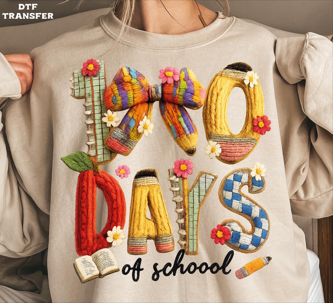 Faux Crochet 100 Days of School Transfer: Teacher Latch Ready to Press ...