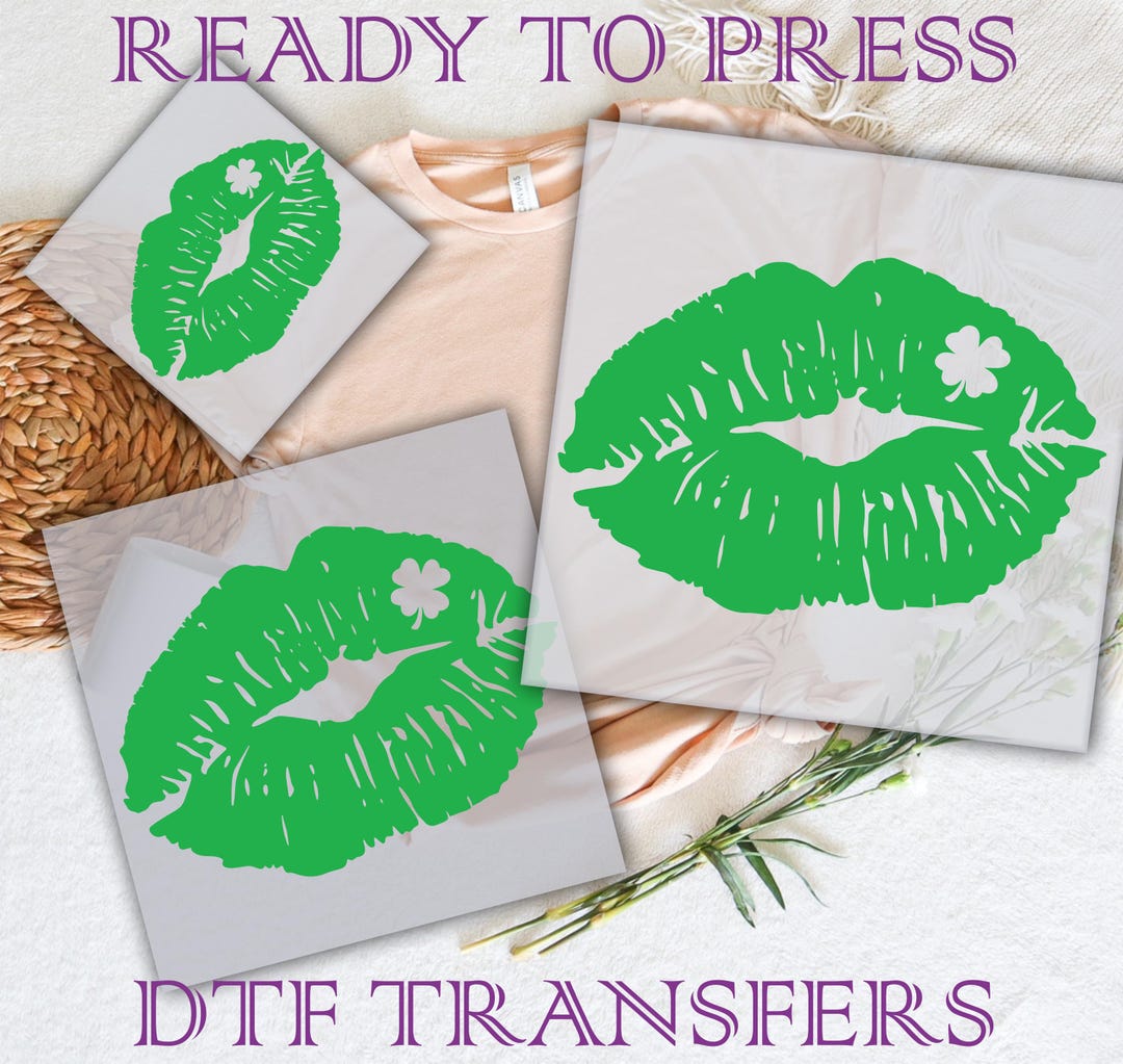St Patrick's Day Lips Kiss Ready to Press, Lucky Day Dtf, St. Patricks Day Clover Dtf, Green ...