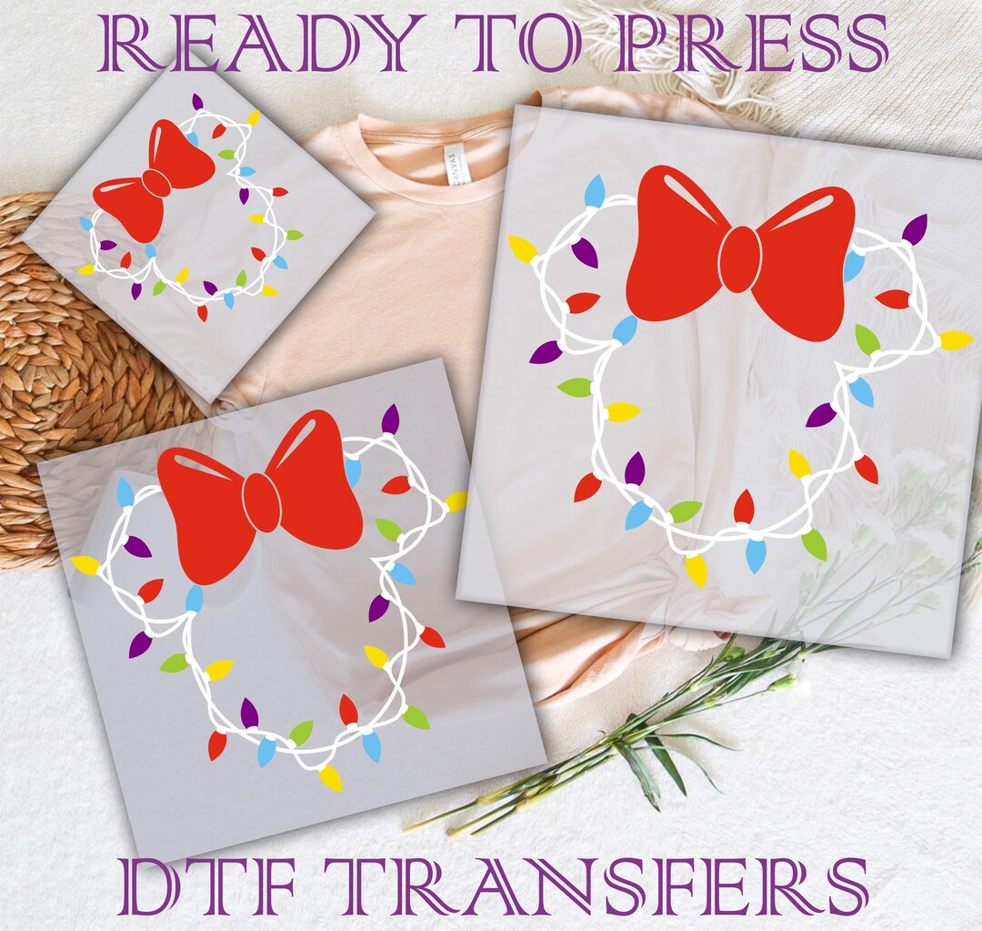 Christmas Minnie Mouse Heat Transfer, Holiday Lights Design - Etsy