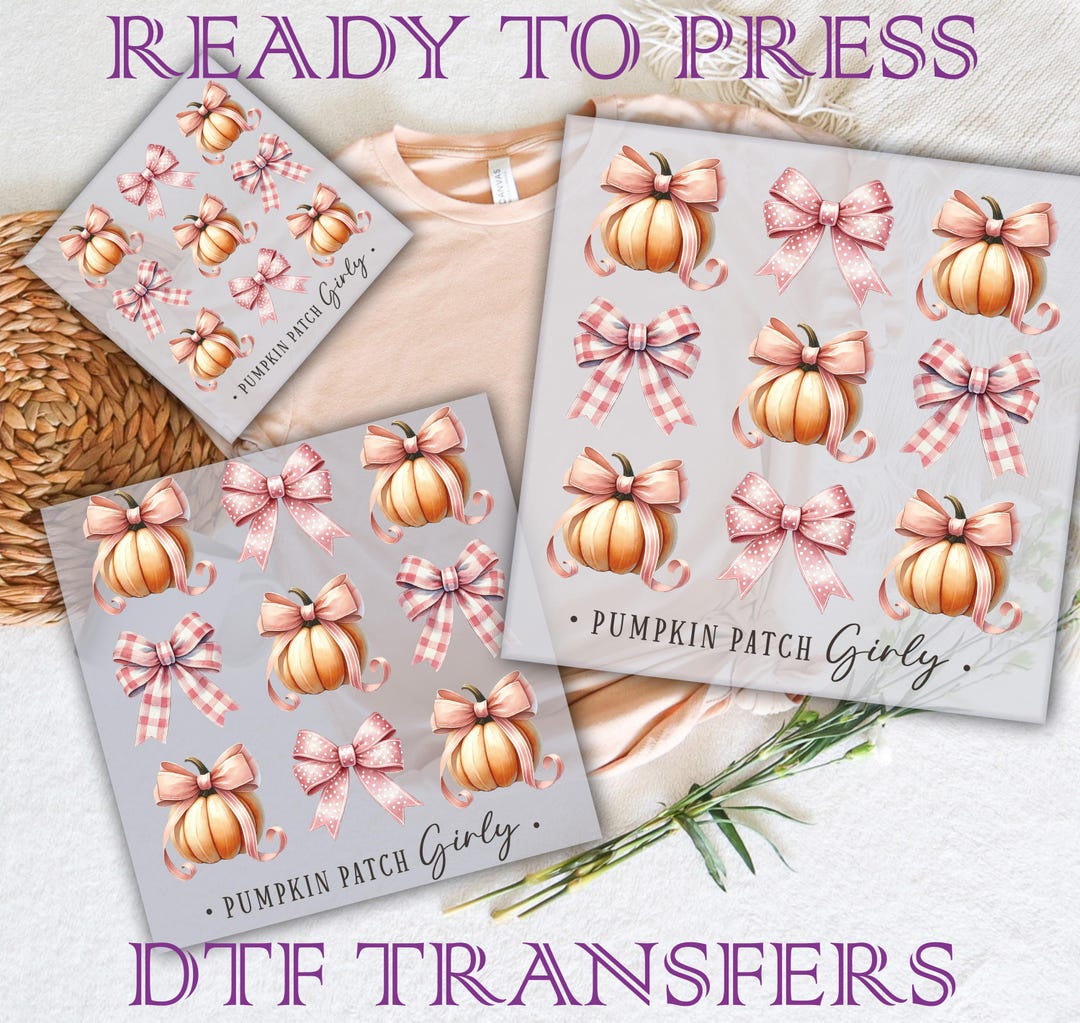 Fall Coquette Bow DTF Transfer, Retro Fall Pumpkin Bow Ready to Press ...