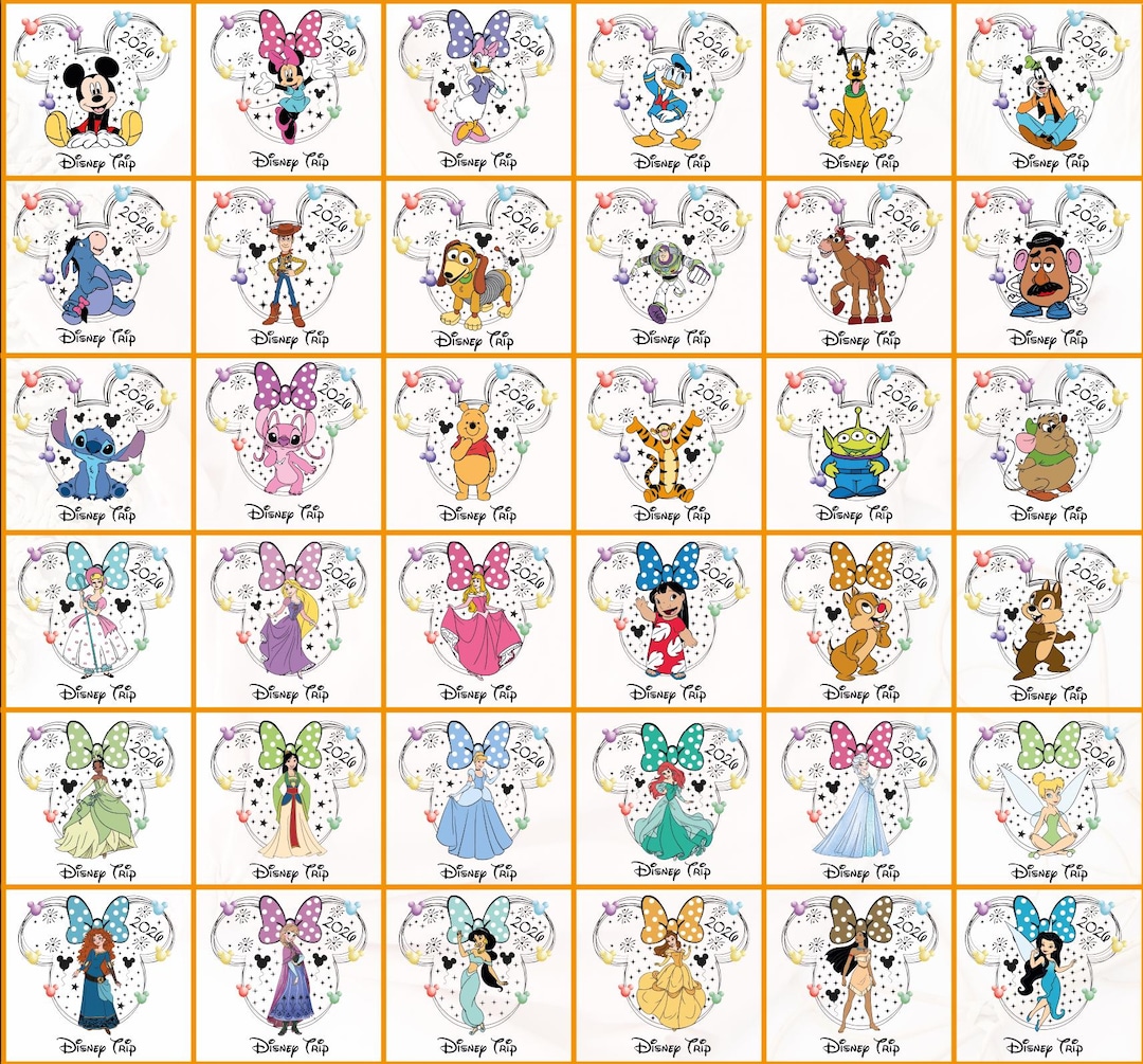 Disney Trip All Characters Ready to Press, Mickey Minnie Head 2026 Dtf ...