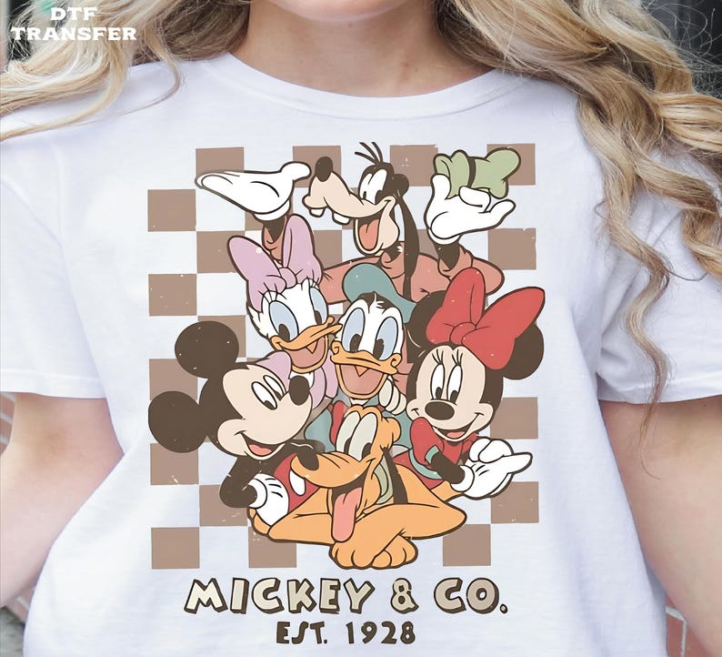 Retro Checkered Mickey & Co. Est.1928 DTF Transfer, Ready to Press - Etsy