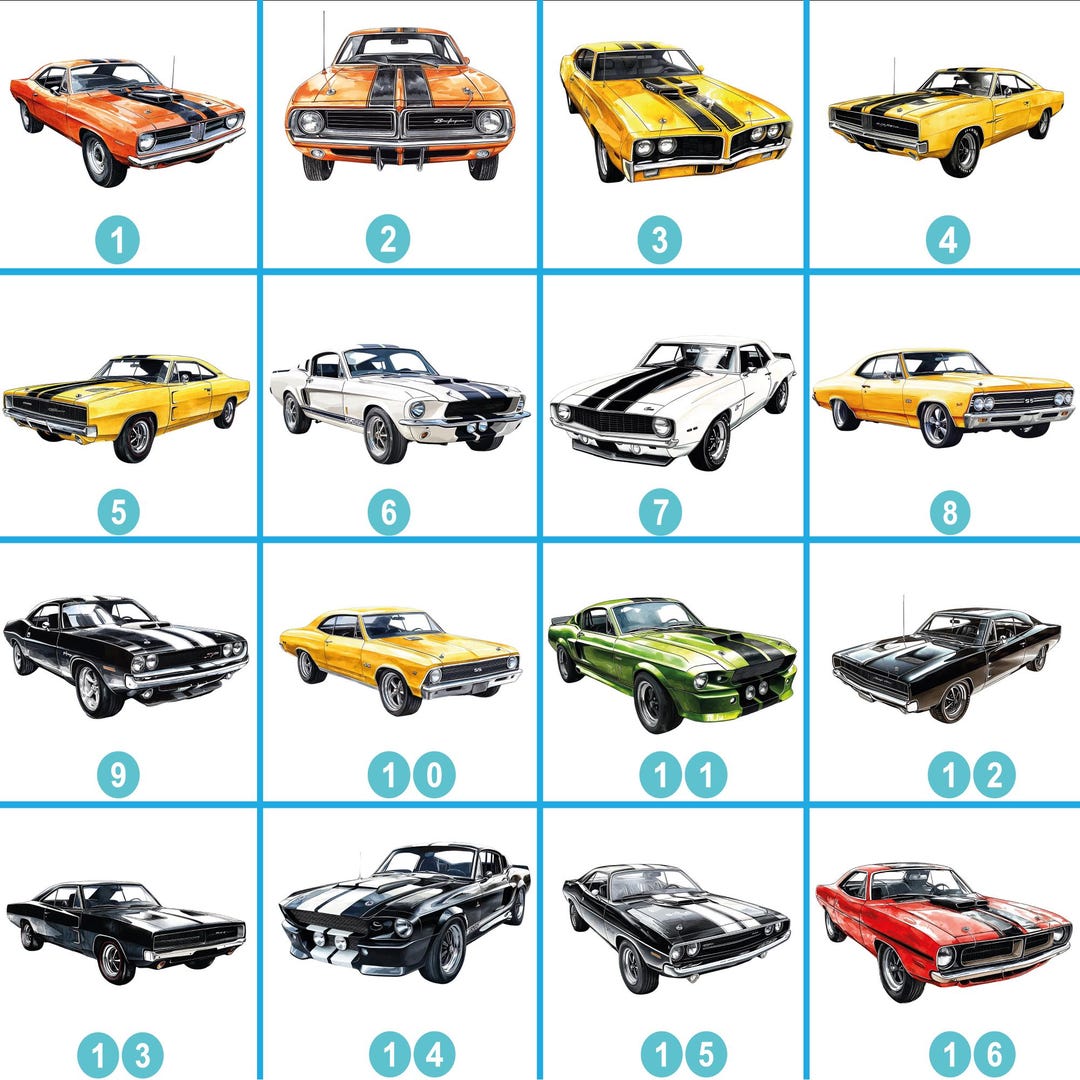 Retro Muscle Cars DTF Transfer: Vintage Heat Press Designs - Etsy